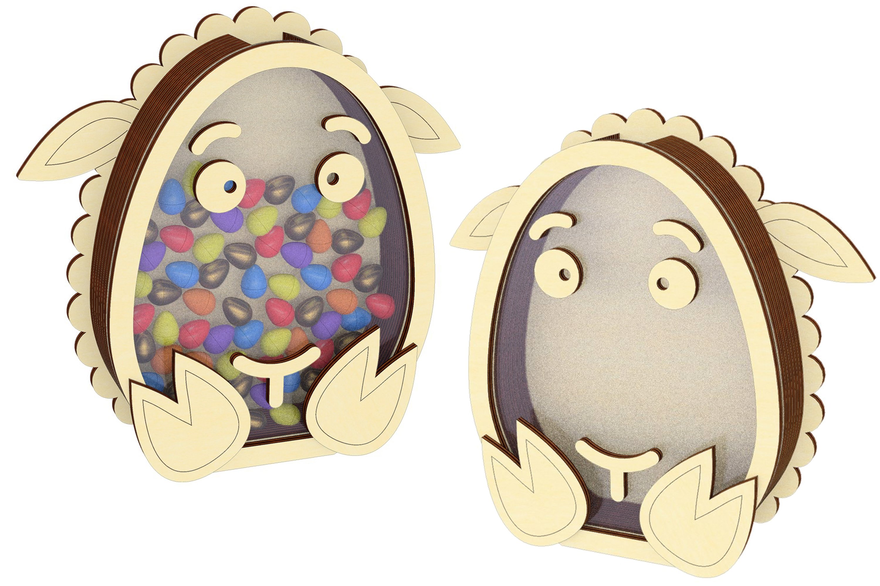 Sheep layered box with acrylic for sweets - laser cut file