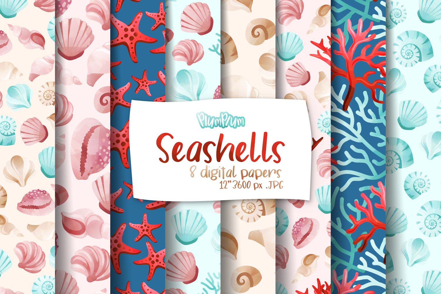 Seashells Digital Papers (1418785) | Patterns | Design Bundles