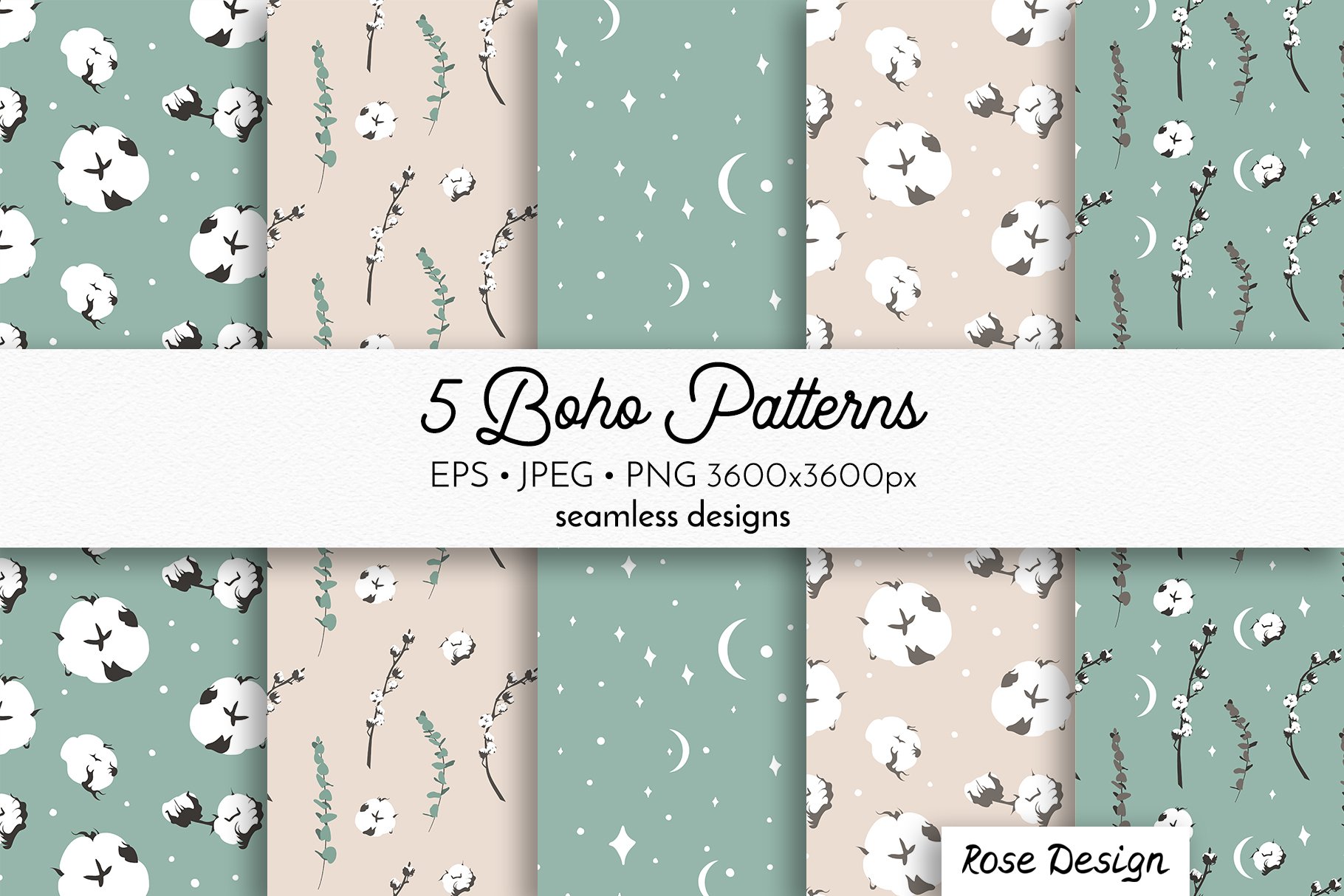 Celestial Cotton - Boho Seamless Patterns Bundle