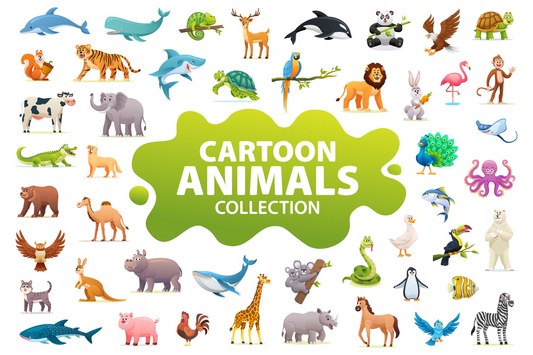 Cartoon Animals Collection (2076991) | Illustrations | Design Bundles