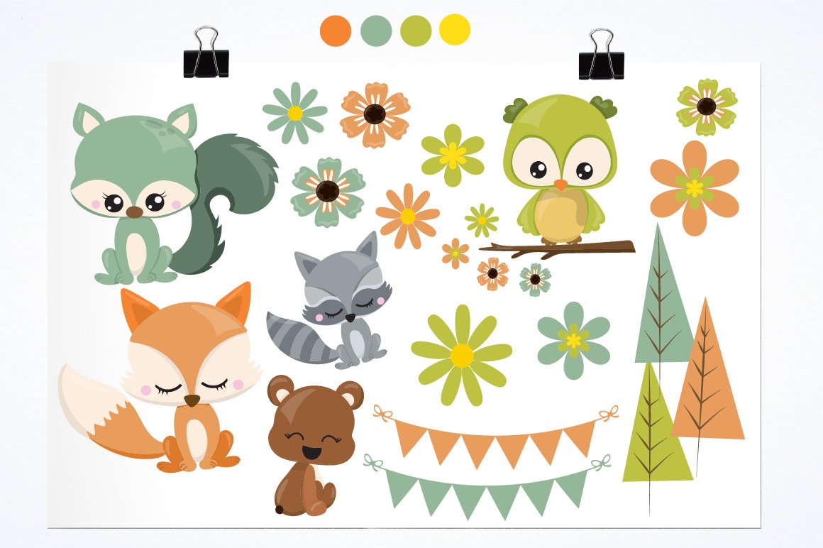 Woodland friends graphics and illustrations