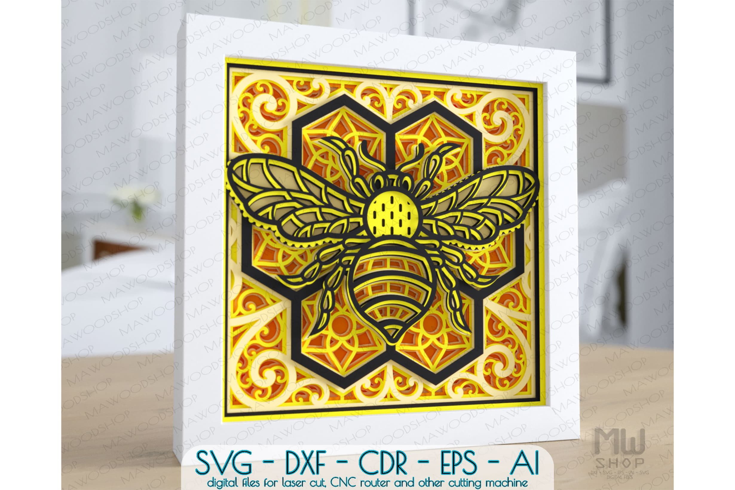 4 Mandala Bee Svg Mandala Svg Zentangle Svg Honey Bee Etsy