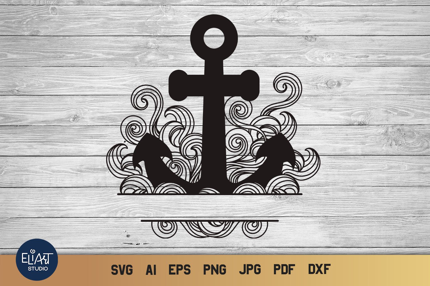 Anchor SVG Monogram | Nautical SVG Split Monogram with Waves (1798102 ...