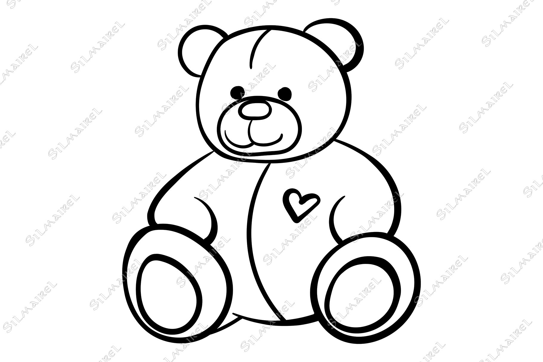 Clipart Teddy Bear Black And White