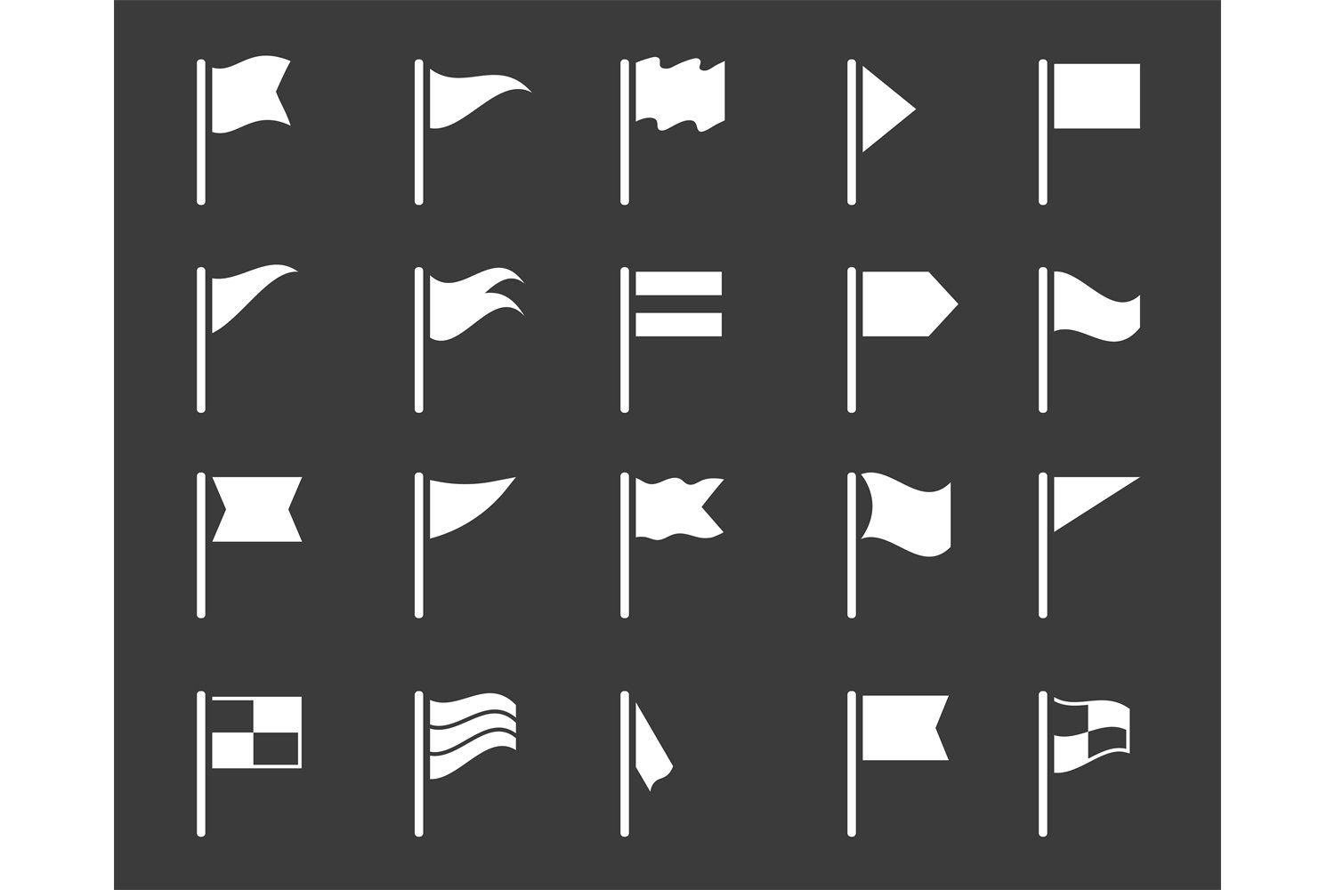 Flag icons. Gps map marking vector black elements pennant si (1332573 ...