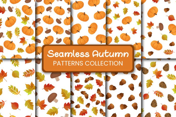 Seamless Autumn Patterns Collection (802736) | Patterns | Design Bundles