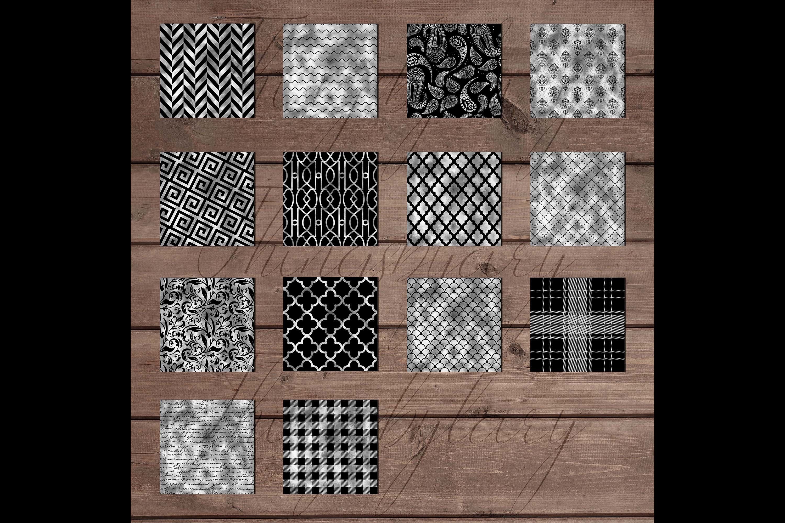 30 Seamless Black Silver Foil Basic Home Decor Print Pattern (408588 ...