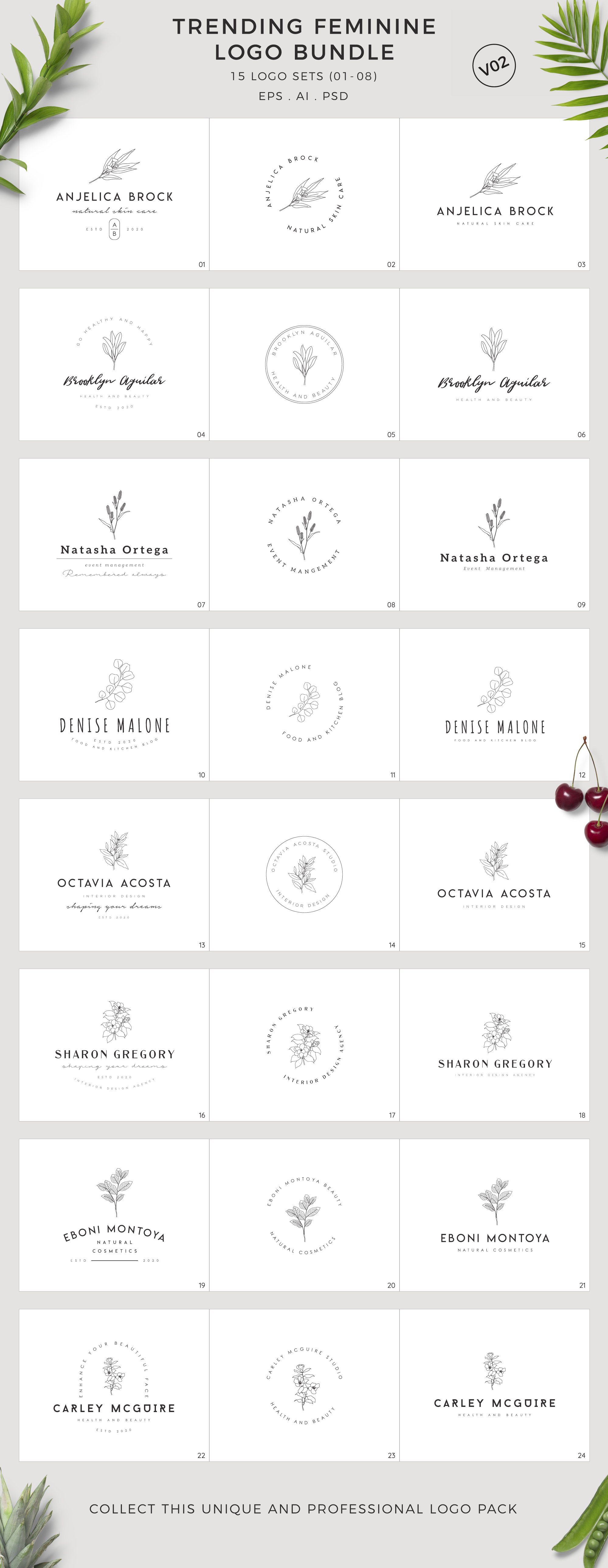 Trending Feminine Logo Bundle V02 (439705) | Logos | Design Bundles