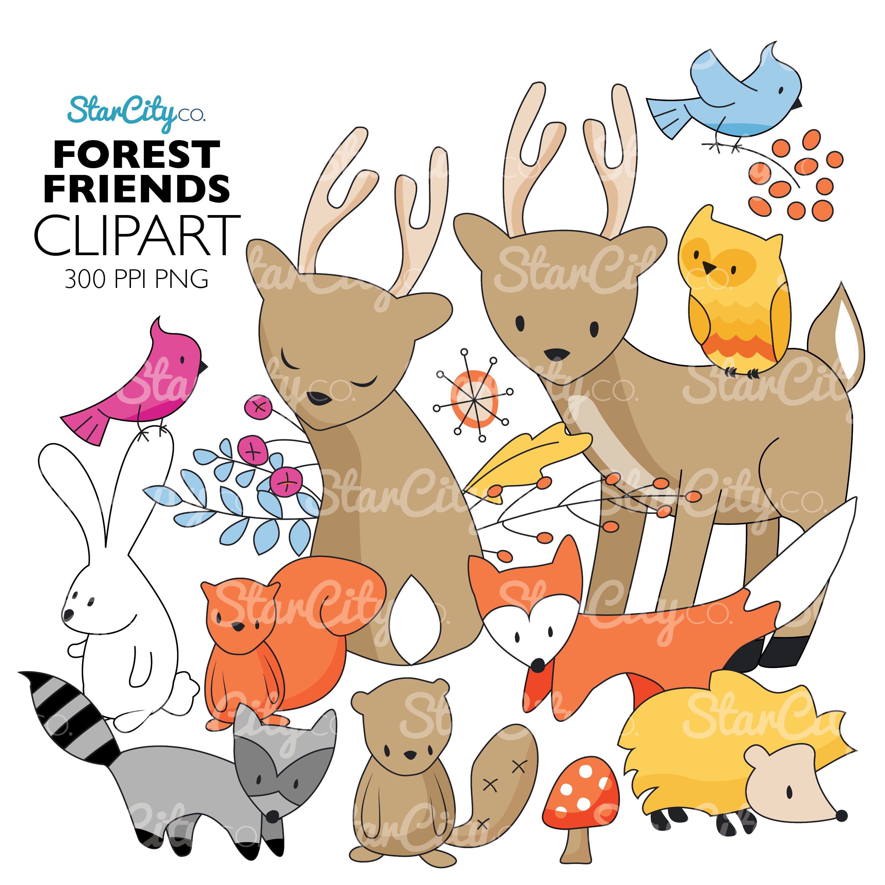 Forest Friends Clip art Graphics (102903) | Illustrations | Design Bundles