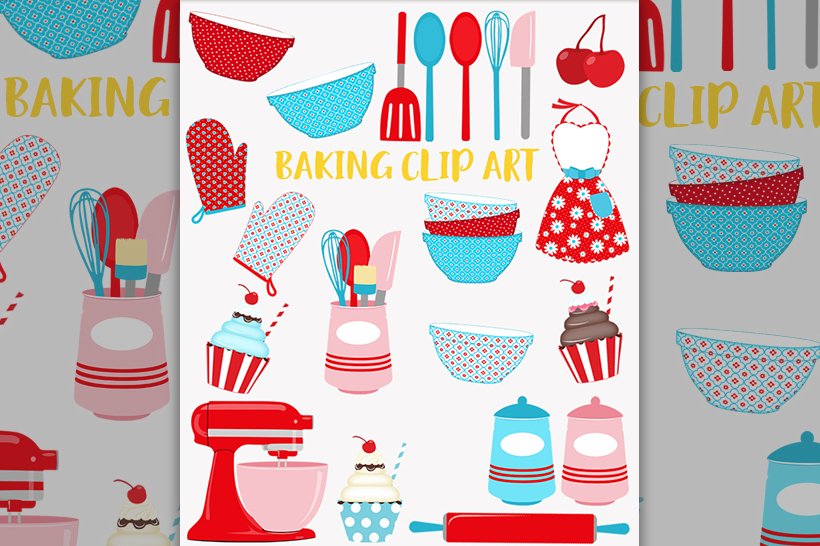 Baking tools clipart set (558301) | Illustrations | Design Bundles