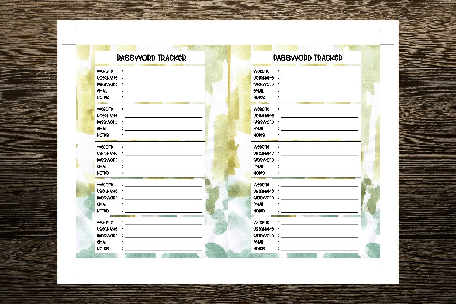 Abstract Password Tracker B6 Size Notebook Inserts