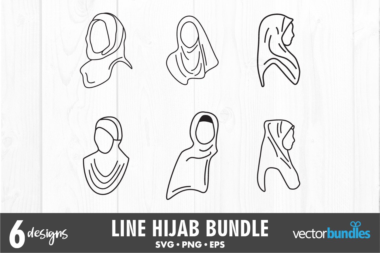 Hijab line svg bundle (923058) | Cut Files | Design Bundles