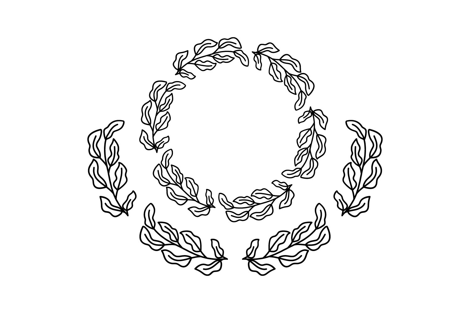 Leaves Border Bundle, Leaves Monogram SVG Bundle Cut Files