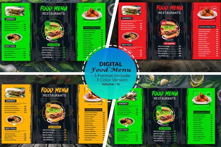 Digital Food Menu Template (1807873) | Flyers | Design Bundles