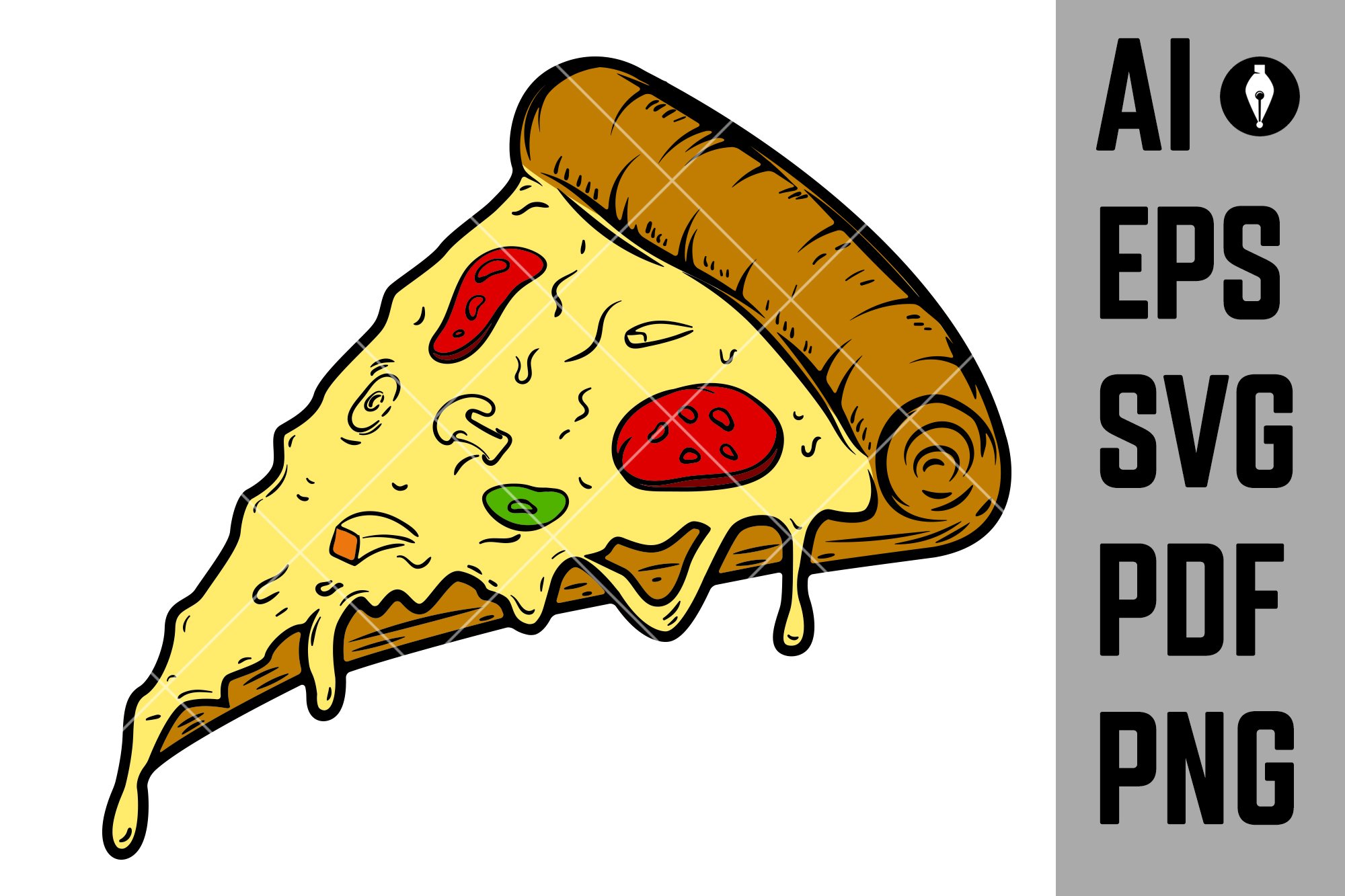 Pizza on white background. Vector illustration (1768077) | Elements ...