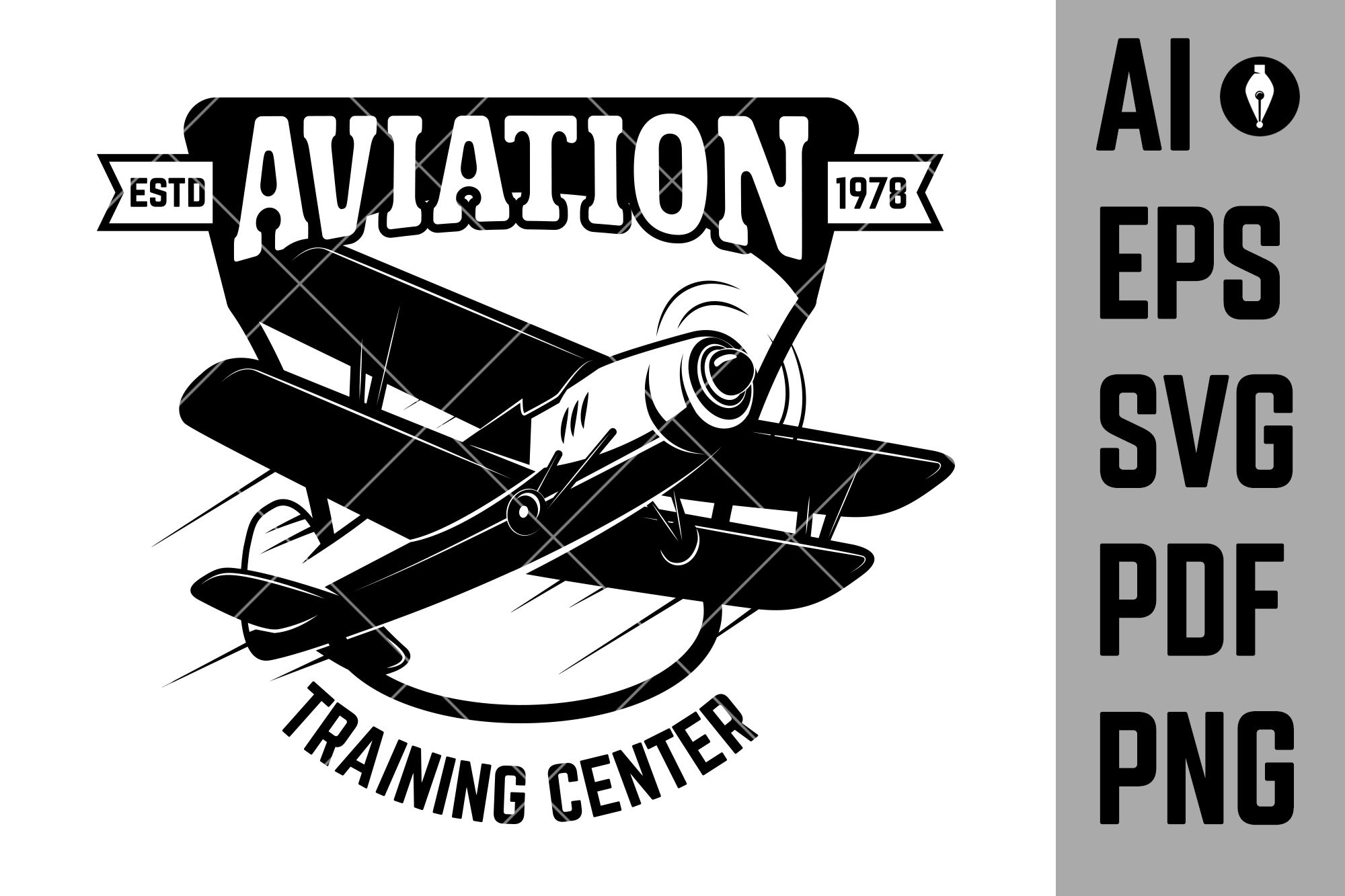 Aviation training center emblem template with retro airplane (1748034 ...