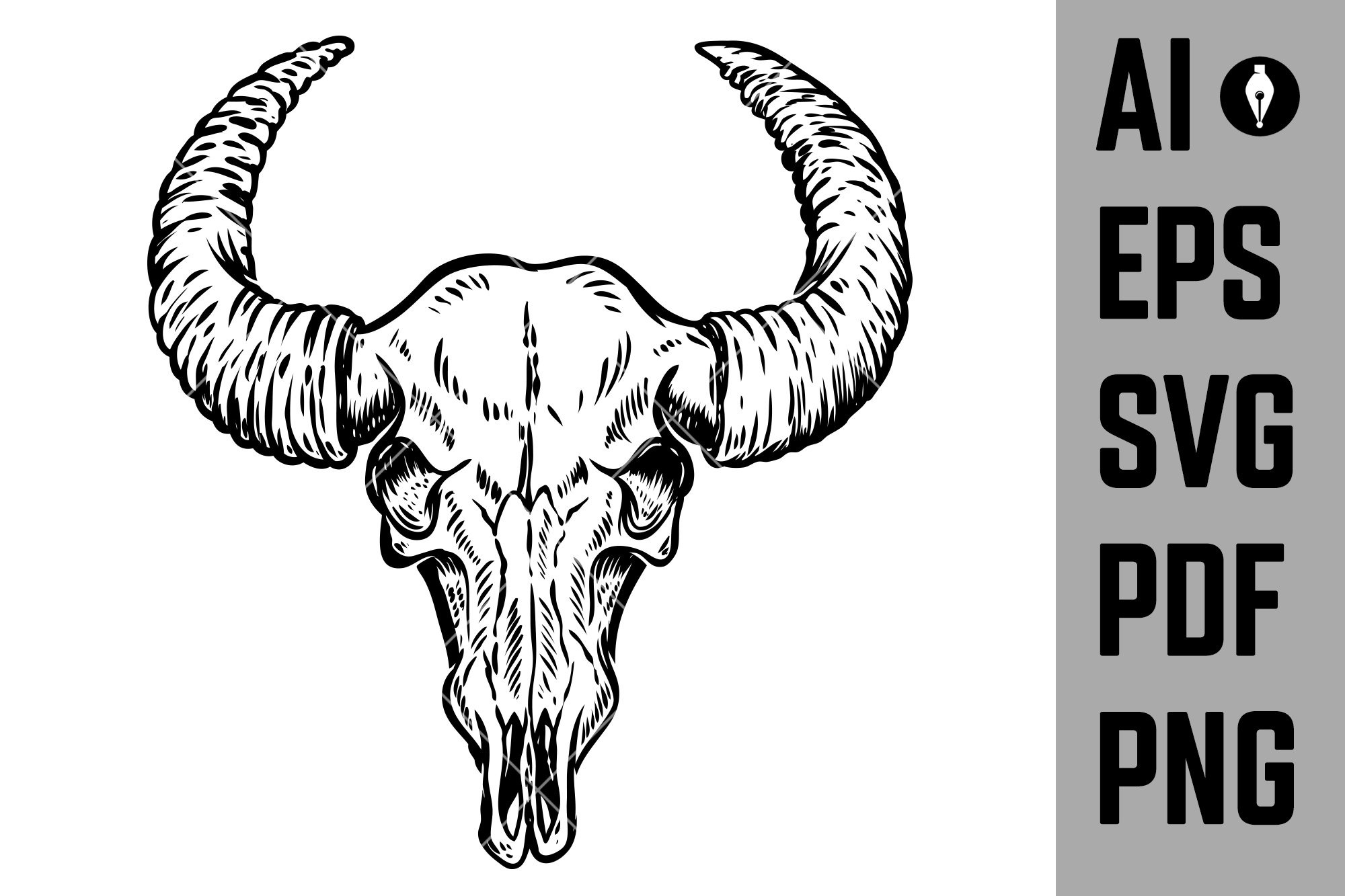 Illustration of buffalo skull isolated on white background. (1765909 ...