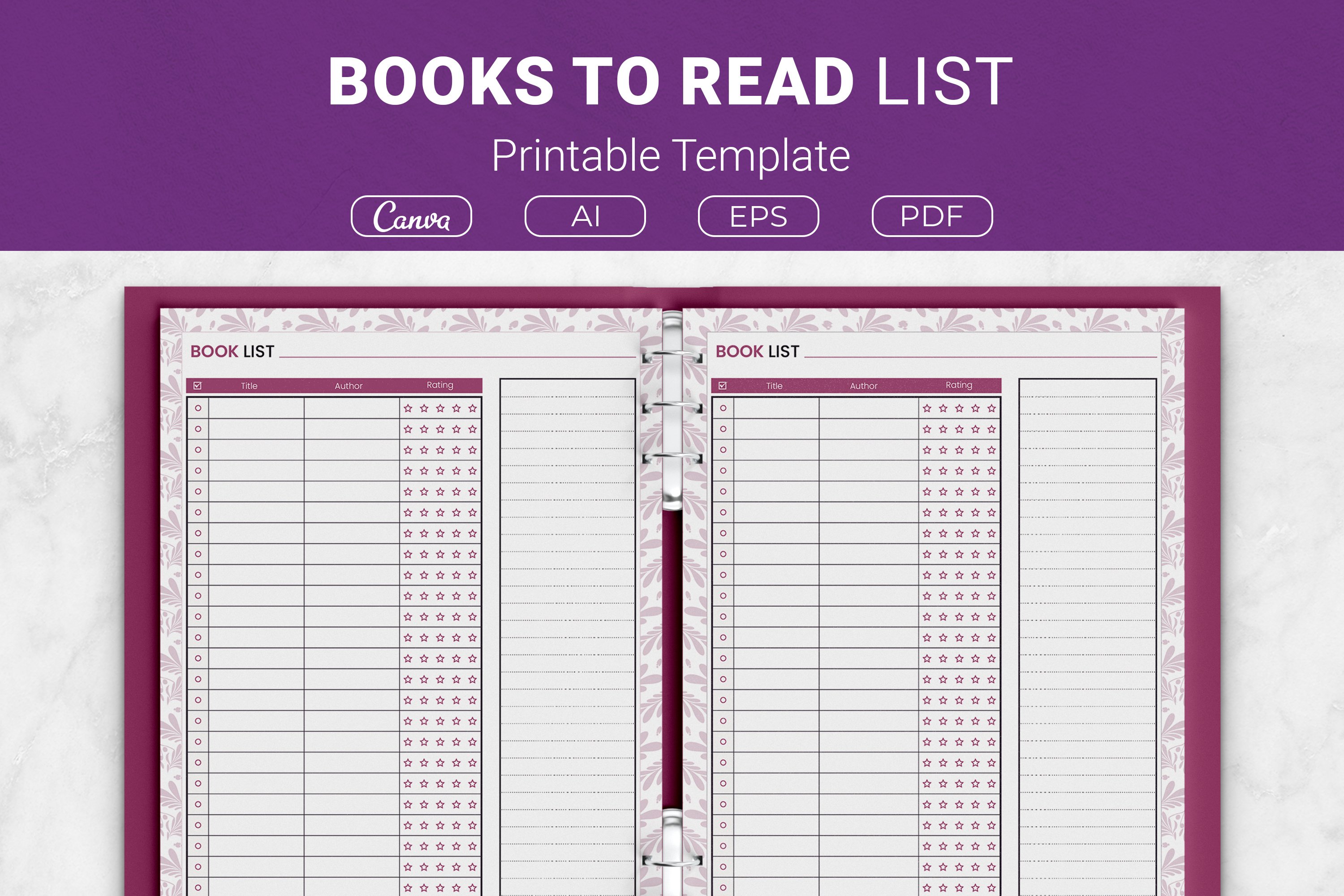 Book List Printable Templates