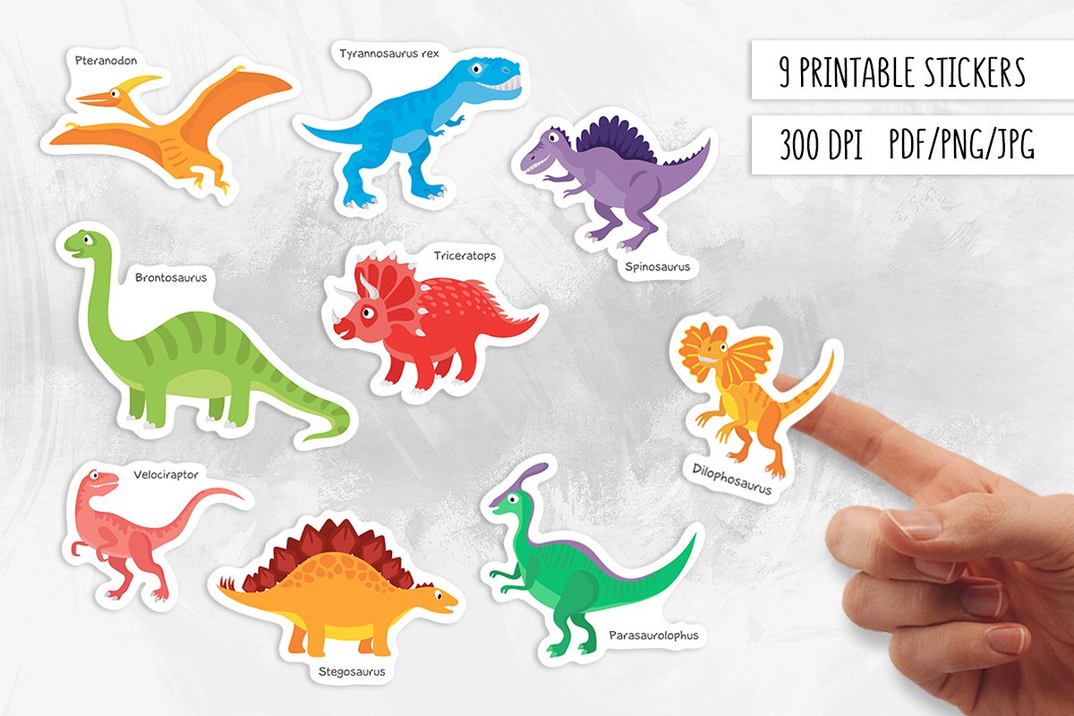 Cute dinosaurs sticker pack. Printable PNG stickers (2226004 ...