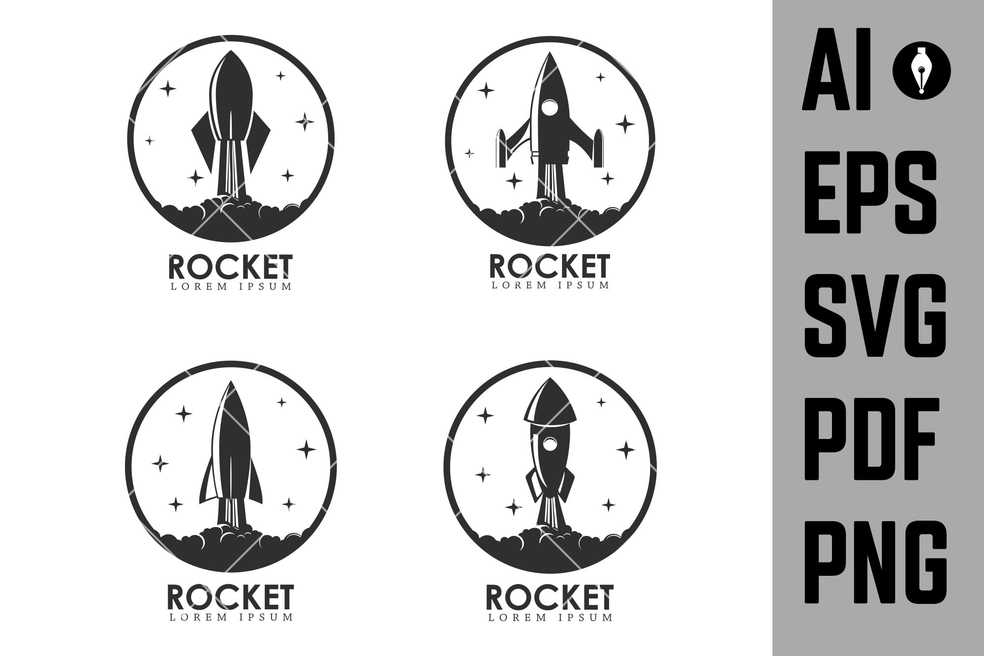 Rocket. Set of logo templates with rocket launch. Vector SVG (1731329 ...