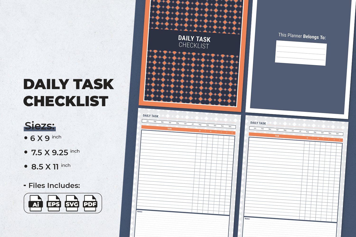 Daily Task Checklist | Planner Template