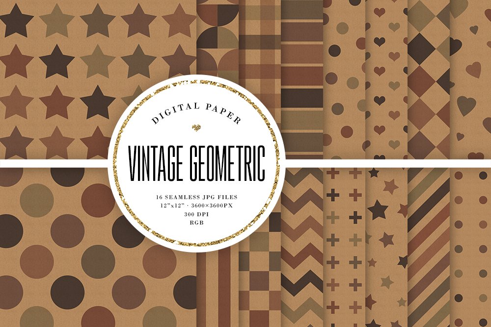 Vintage Geometric Seamless Patterns (1371335) | Patterns | Design Bundles