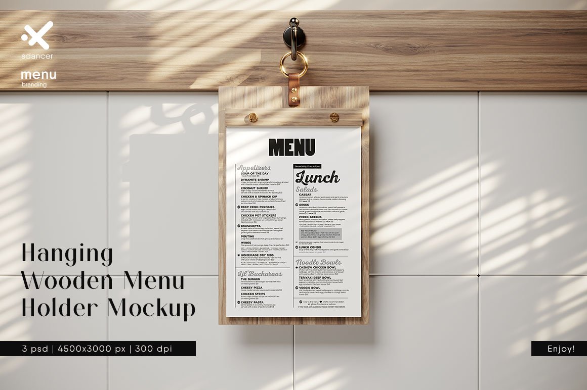 Wooden Menu Binder