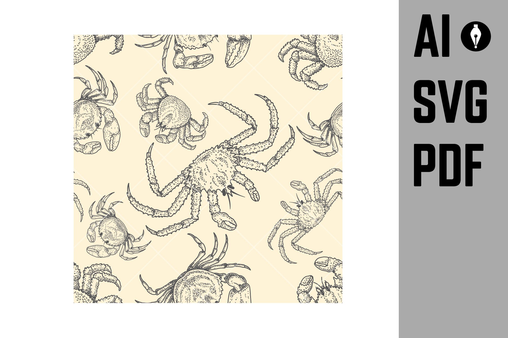 Seamless pattern with crabs. Design element for poster,card