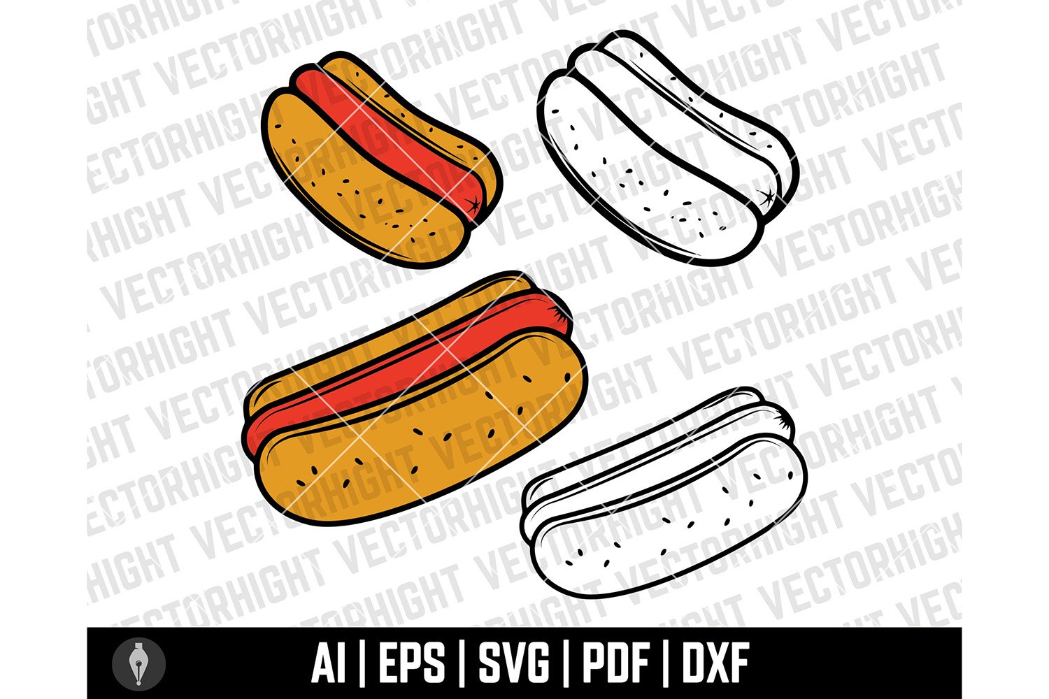 Hot Dog, Hot Dog Ai, Eps, Pdf, dxf. Fast Food, Sausage Hot (1429113 ...
