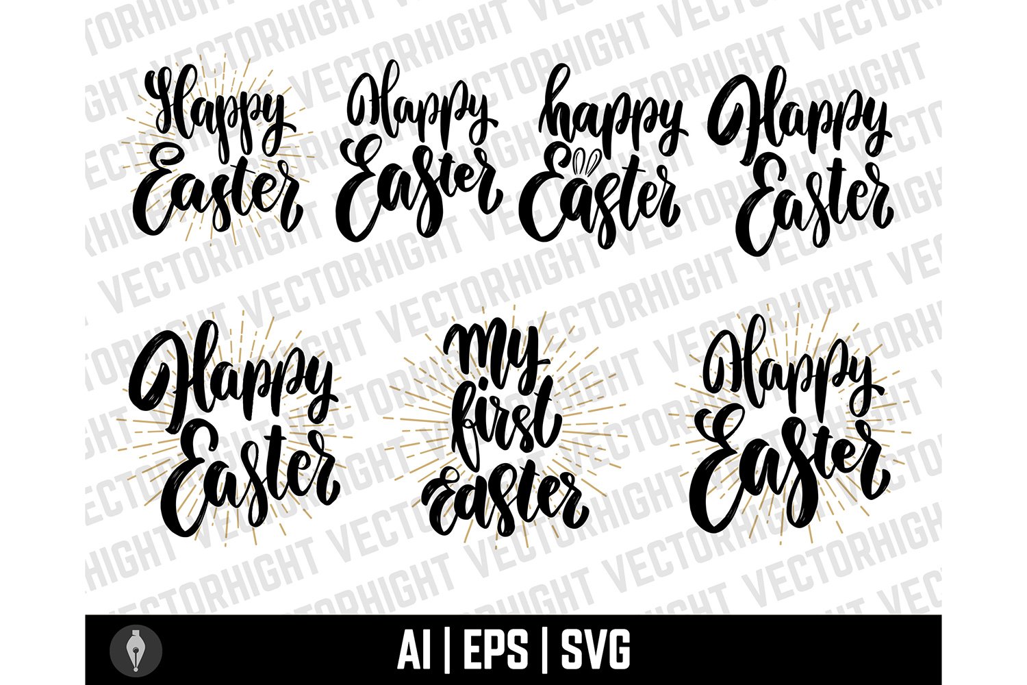 Happy Easter. Lettering Phrases. Vector Illustration (1440212 ...