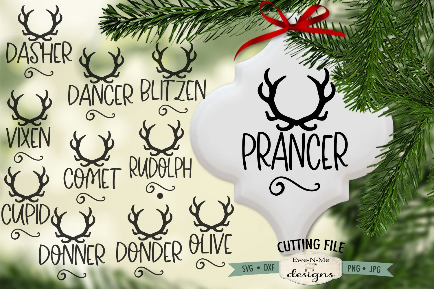 Reindeer Names With Antlers SVG - Christmas SVG Bundle (968203) | Cut ...