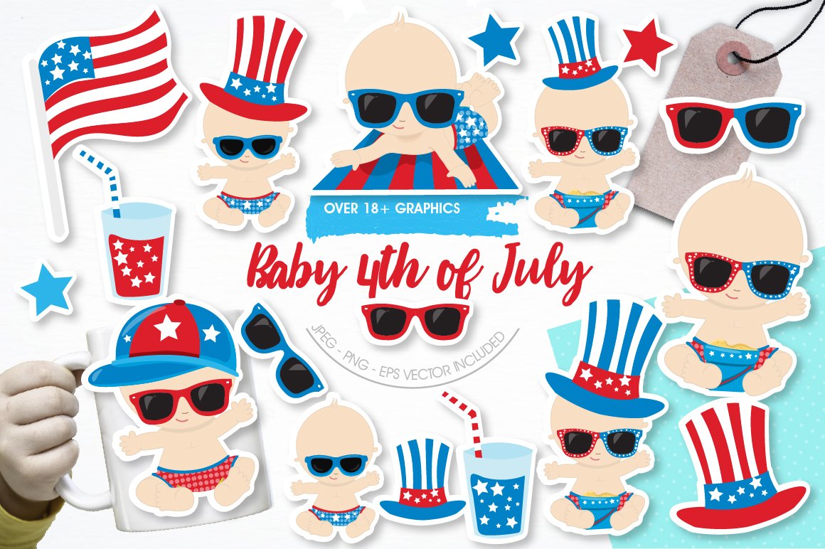 Baby 4th of July graphics and illustrations