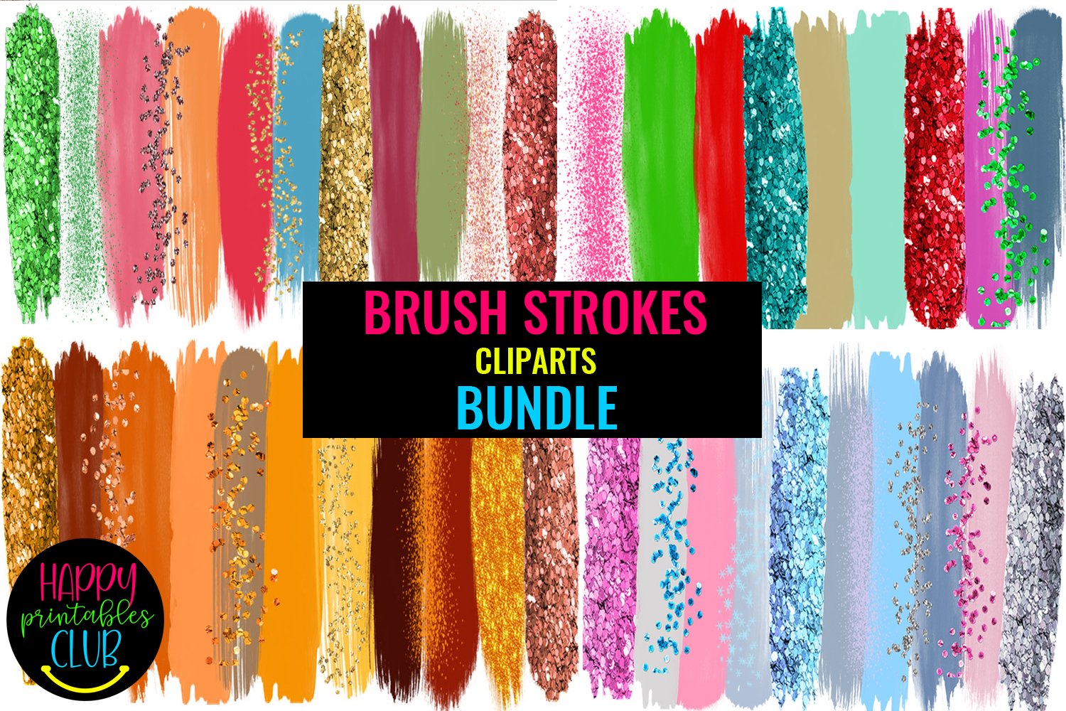 Brush Strokes Clipart Bundle I Big Brush Strokes Bundle Pack