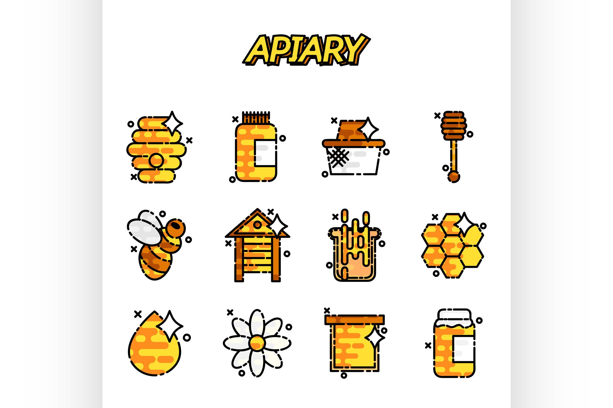 Apiary icons set. (691686) | Illustrations | Design Bundles