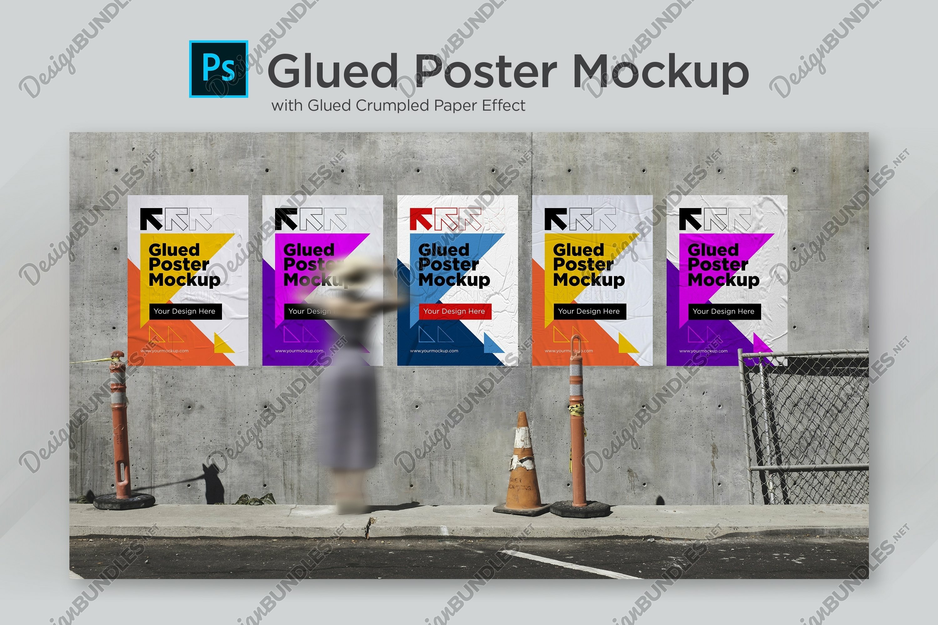 Poster Mockup with Crumpled Paper Effect (1285018) | Posters | Design ...