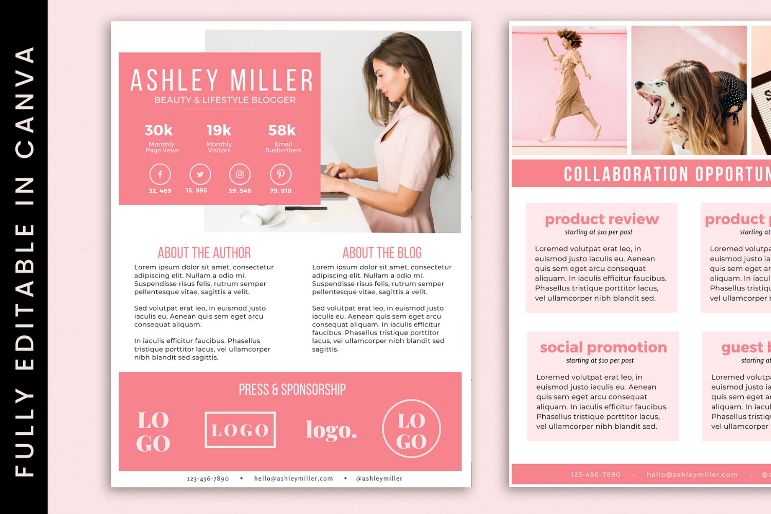 Digital Prints Instagram Media Kit Template Social Media Influencer 