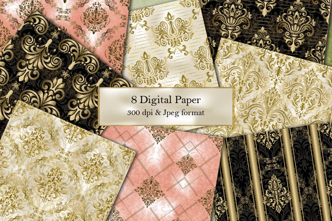 Victorian damask seamless pattern. Collection of (1007611)