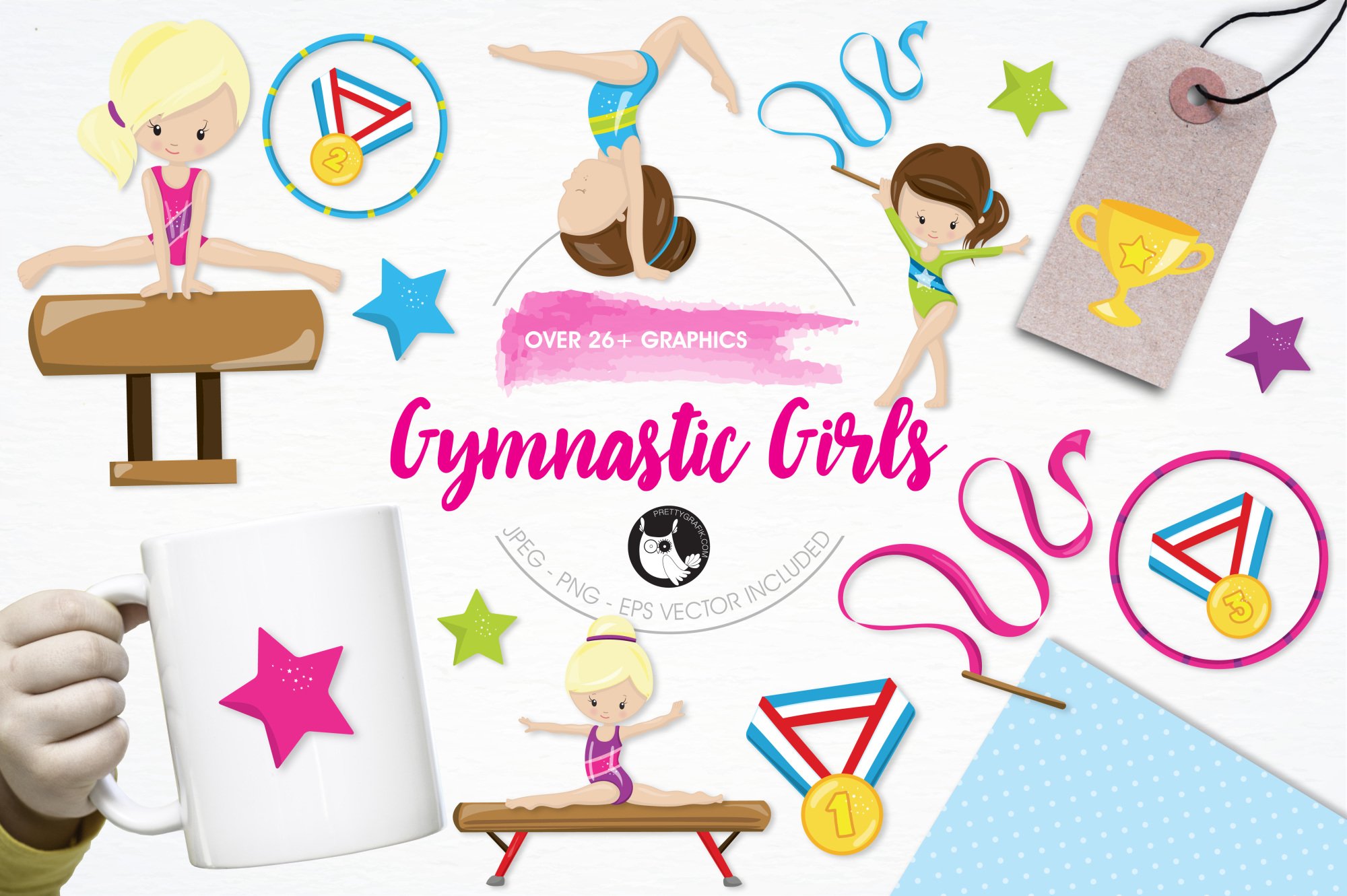 Gymnastic Girls graphics and illustrations (14580) | Illustrations ...