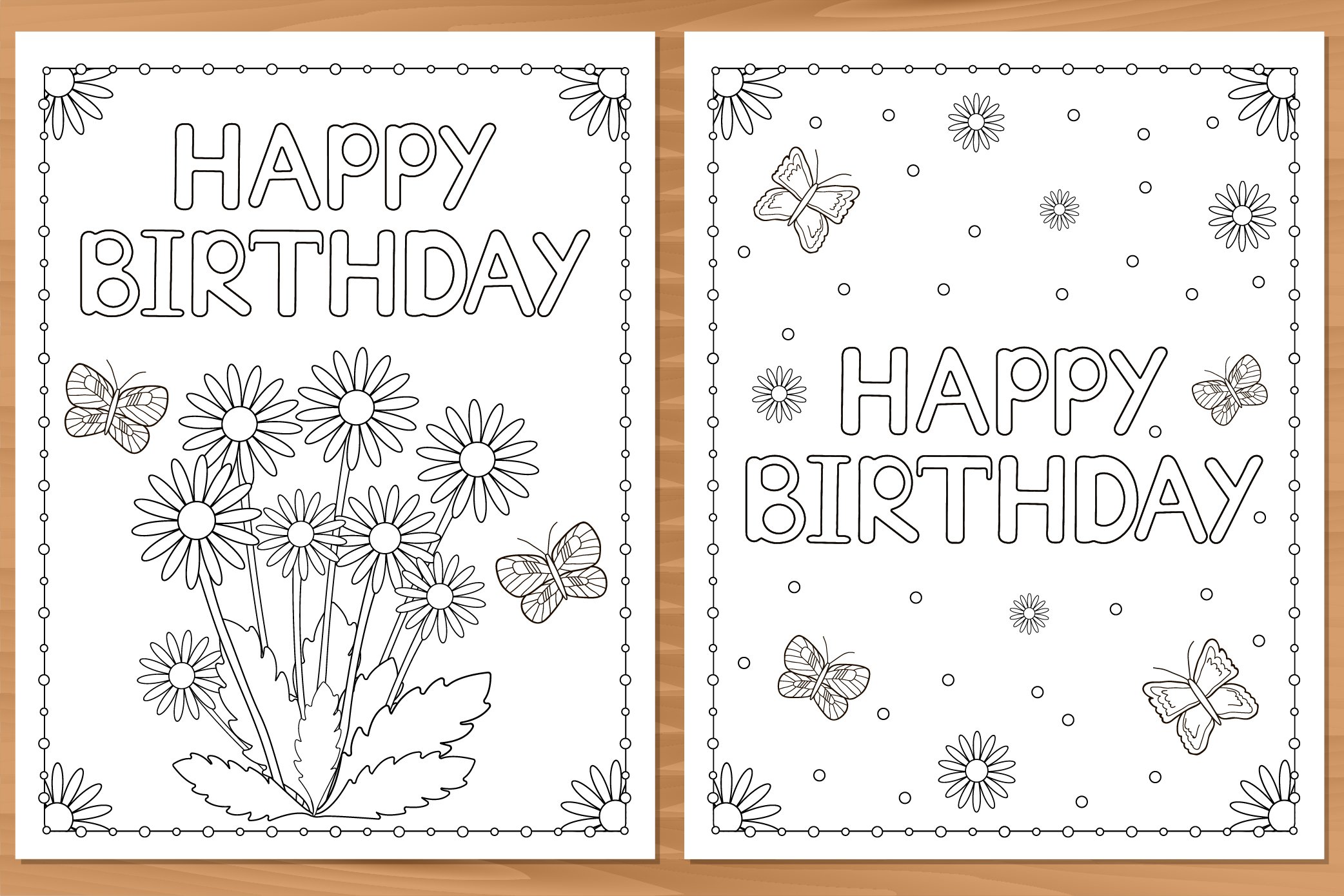 Happy Birthday. Coloring pages. (373945) | Coloring Pages | Design Bundles