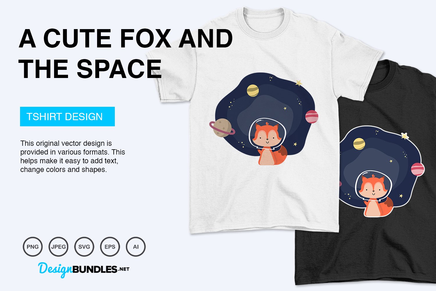 A Cute Fox and The Space Vector Illustration