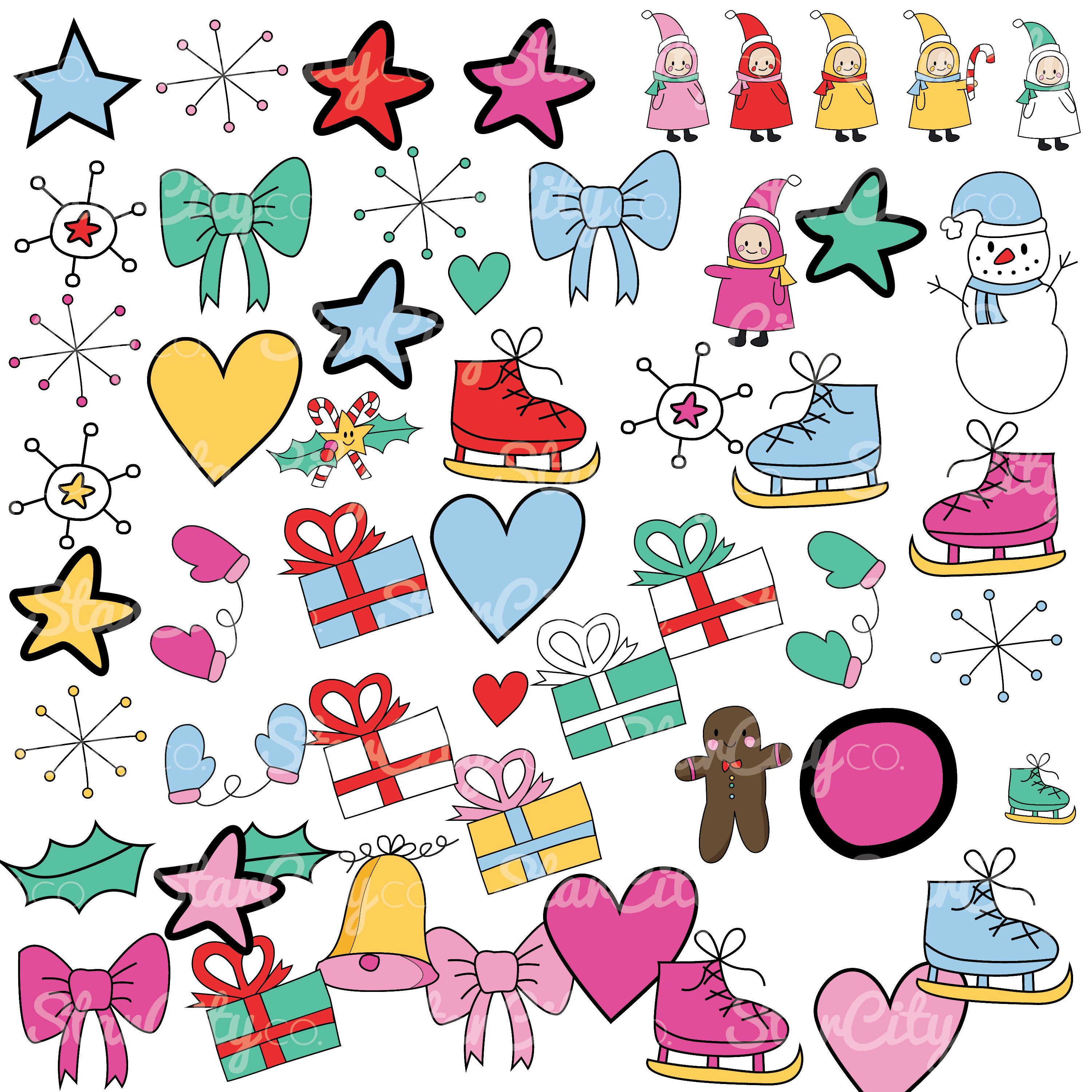 Hand Drawn Christmas Clip art graphics (102906) | Illustrations ...