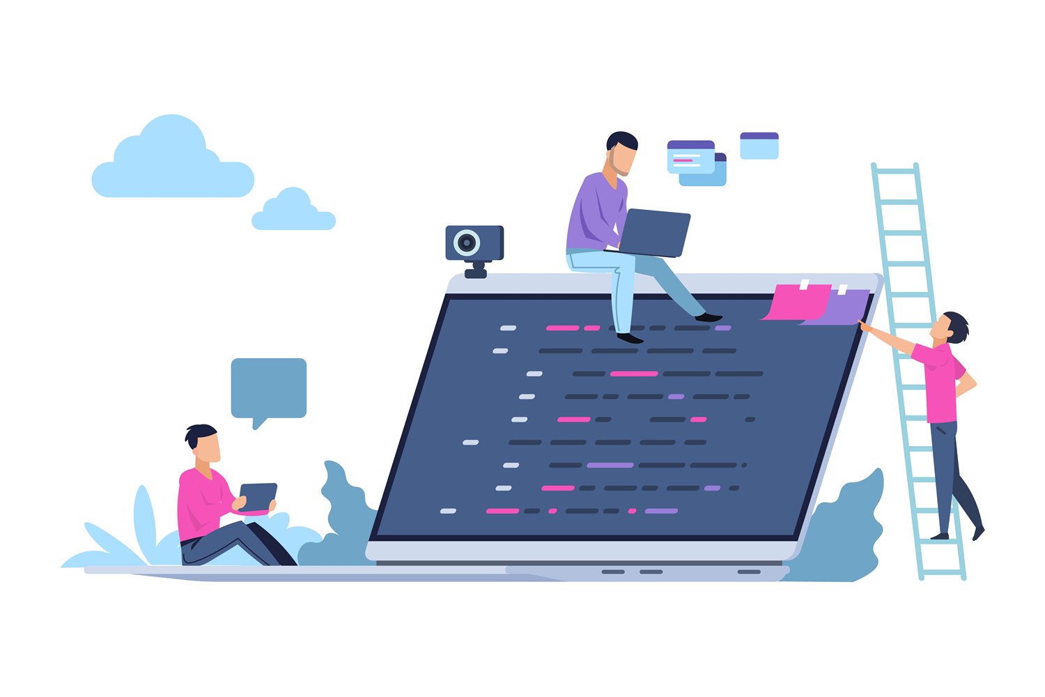 Programming concept with people characters. Freelance work b (1426243 ...