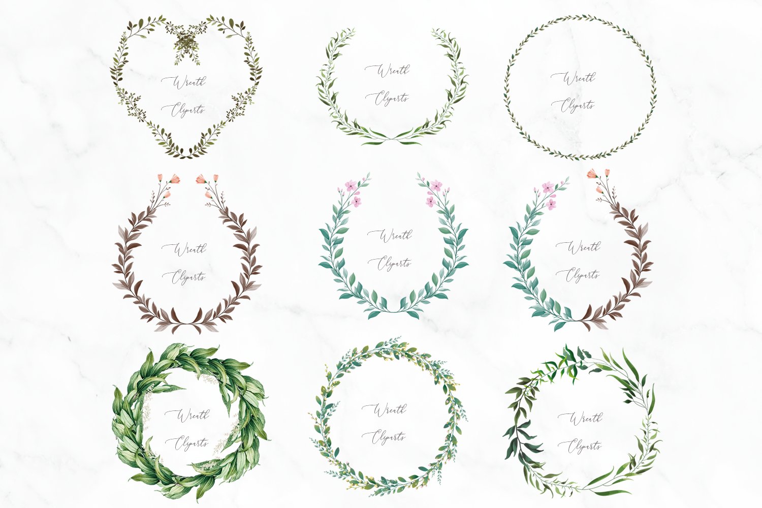 21 Floral and Greenery Wreath Svg Png Cliparts (528535) | Objects ...