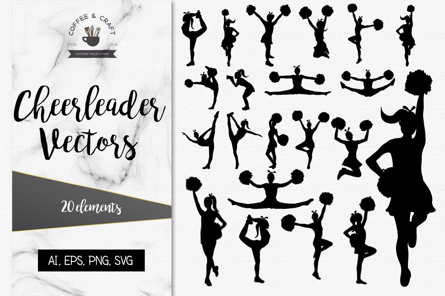 Cheerleader Vectors, SVG set
