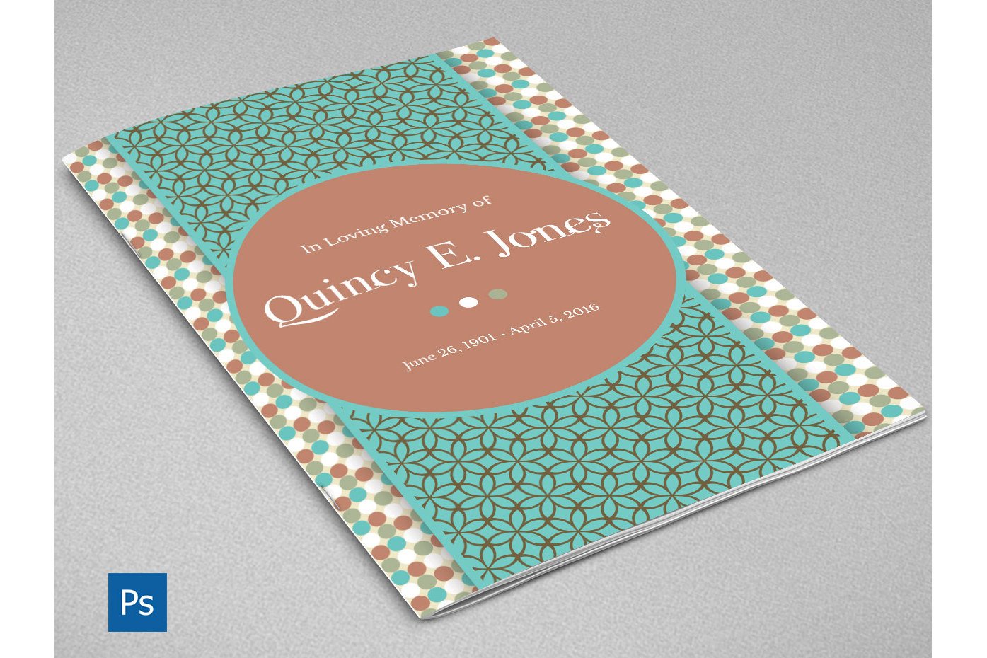 Turquoise Funeral Program Template (5205) | Brochures | Design Bundles