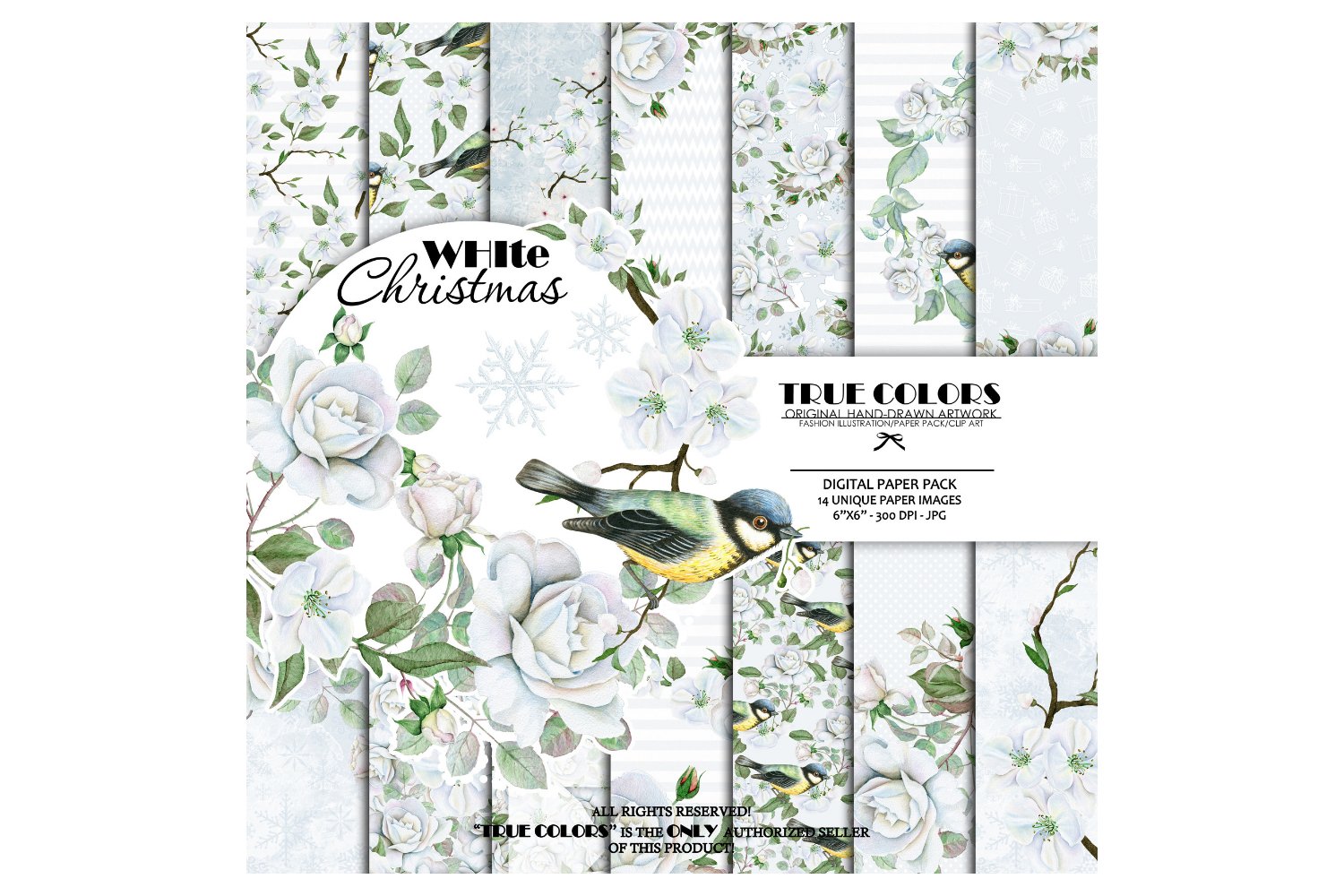 Christmas Digital Paper Pack White Christmas Paper Pack (188024 ...