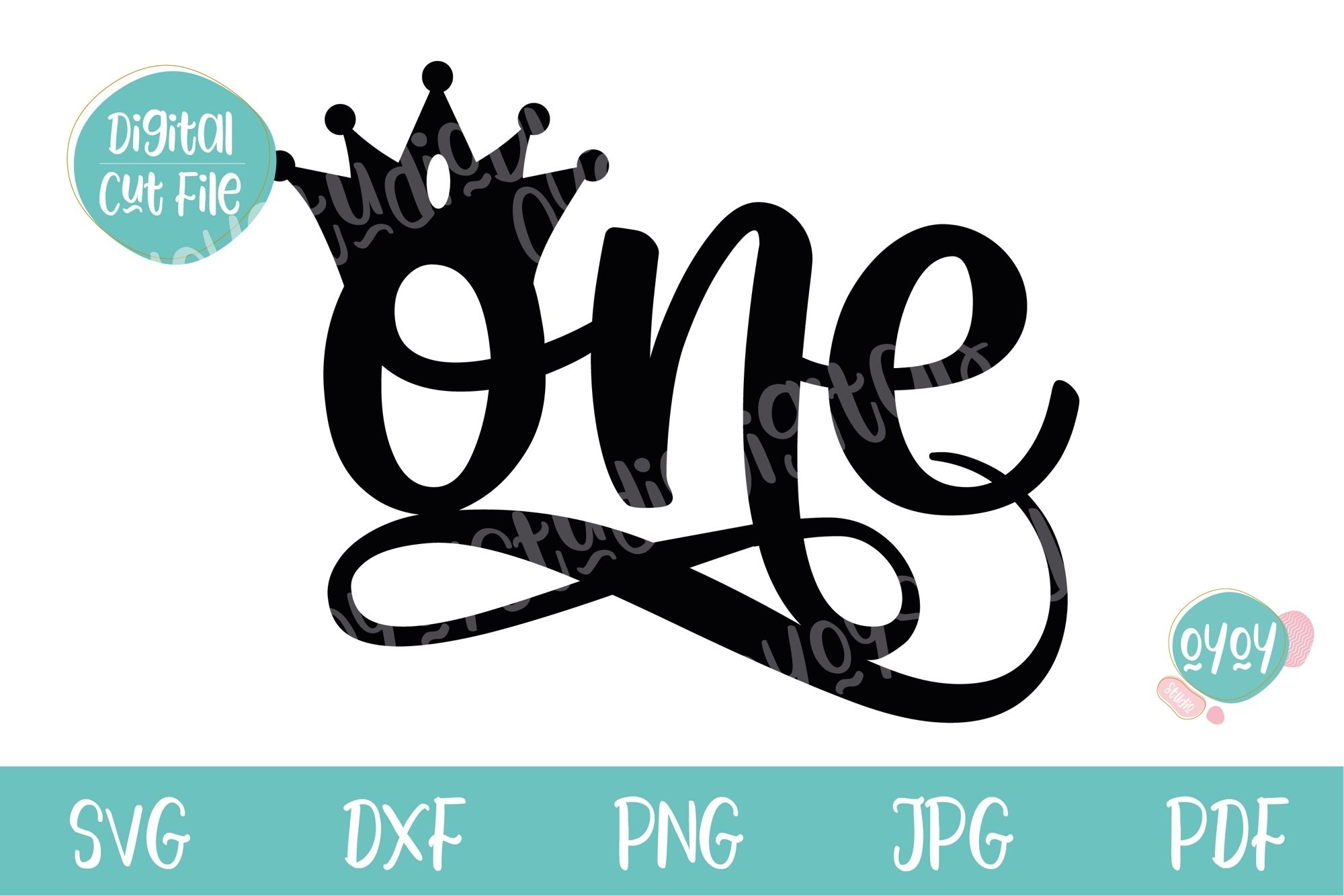 One Cake Topper SVG with Crown | 1st Birthday SVG (1050325) | Cut Files ...