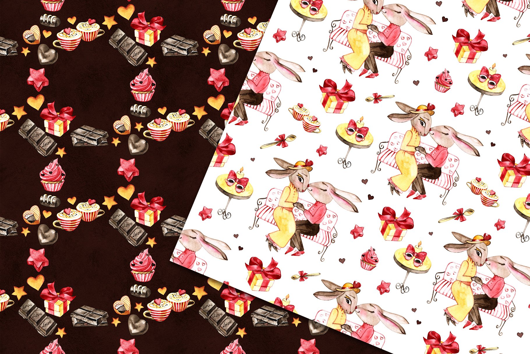 Watercolor Chocolate Digital Paper (288946) | Patterns | Design Bundles