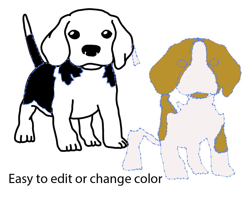Cute Beagle Puppy Ready to play - Both outline and Color version - SVG ...
