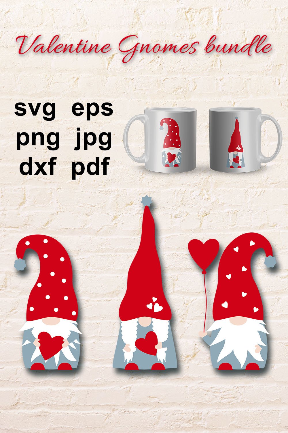 Valentine Gnomes SVG, Gnomes with hearts family, bundle svg. (1105331 ...